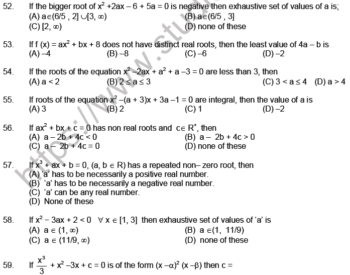 jee-mathematics-theory-of-equations-mcqs-set-a-multiple-choice-questions